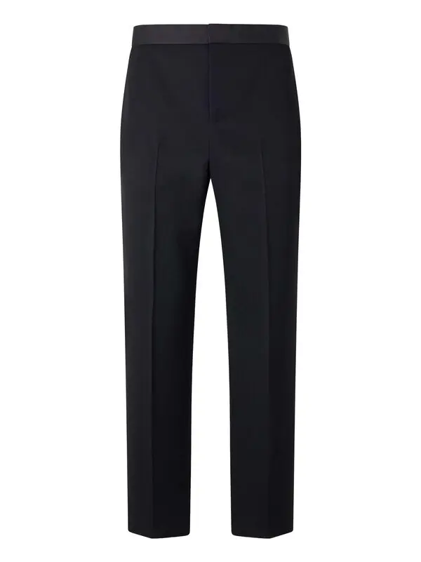 THE ROW Tissan Straight-leg Wool Trousers With Silk Trim - Black