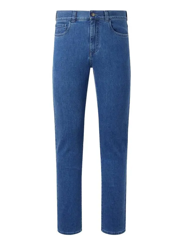 Canali Straight-leg Cotton And Cashmere-blend Jeans - Blue