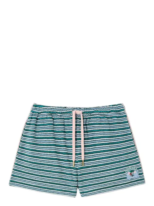 Casablanca Teal Striped Towelling Shorts - Multicolor