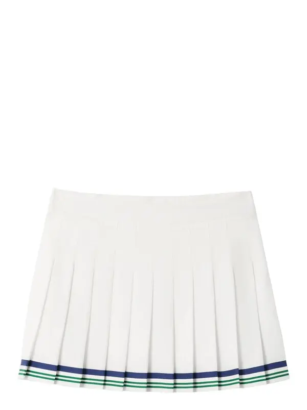 Casablanca Hotel Emblem Pleated Mini Silk Skirt - Green