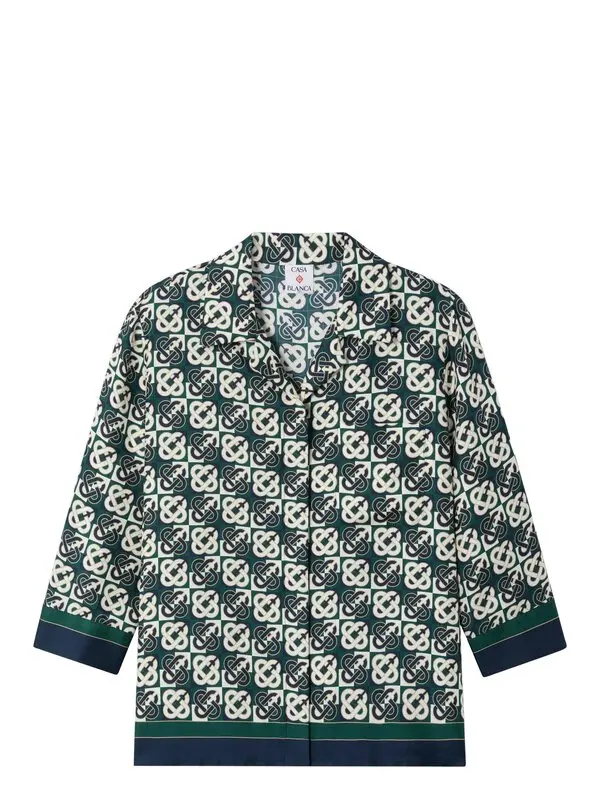 Casablanca Check Monogram Silk Pyjama Shirt - Green