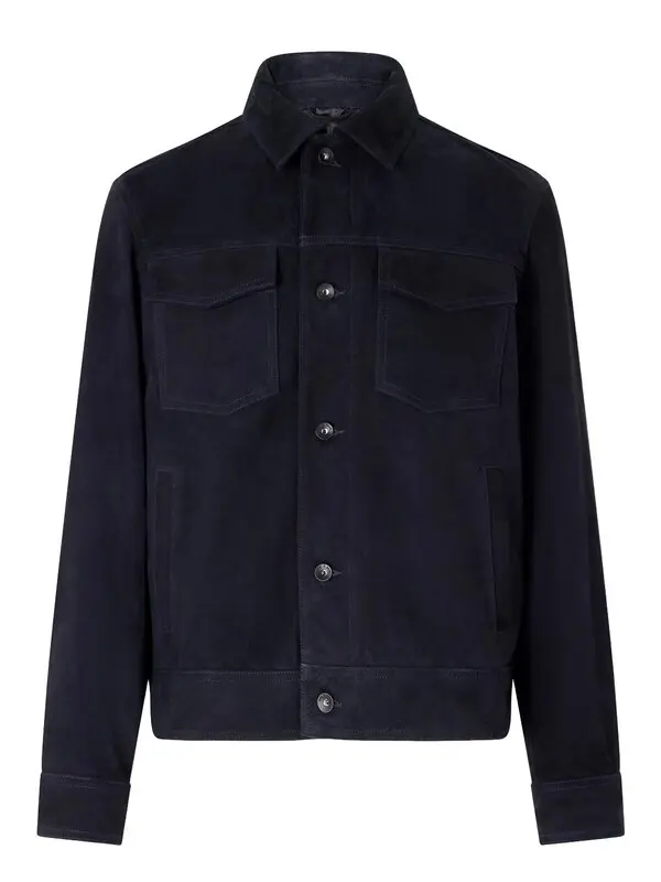 Rag & Bone Suede Trucker Jacket - Blue