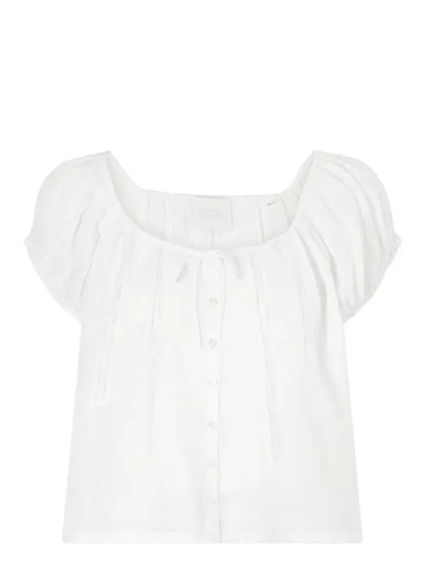 Citizens Of Humanity Tatev Tie-detailed Lace-trimmed Ramie Blouse - White