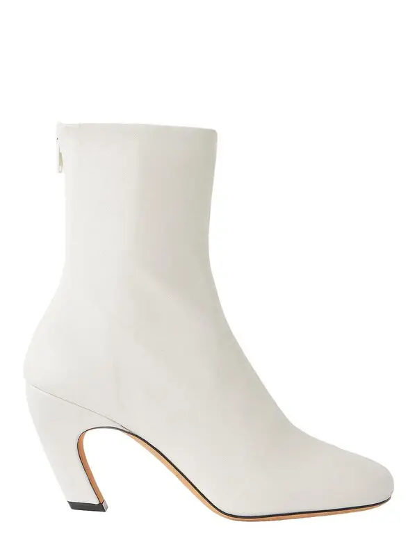 Le Monde Beryl Mica Leather Ankle Boots - White