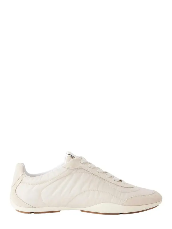 Brunello Cucinelli Quilted Shell And Suede Sneakers - Ivory