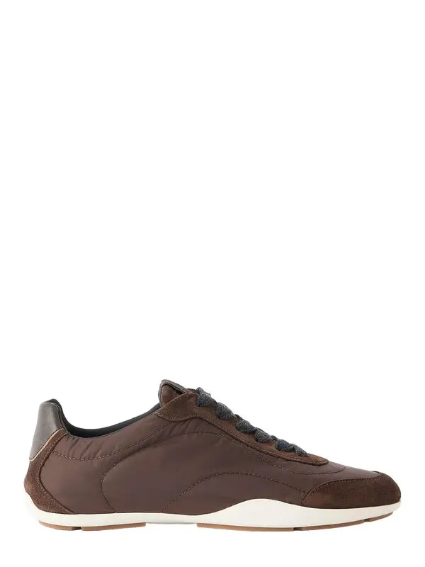 Brunello Cucinelli Quilted Shell And Suede Sneakers - Dark Brown