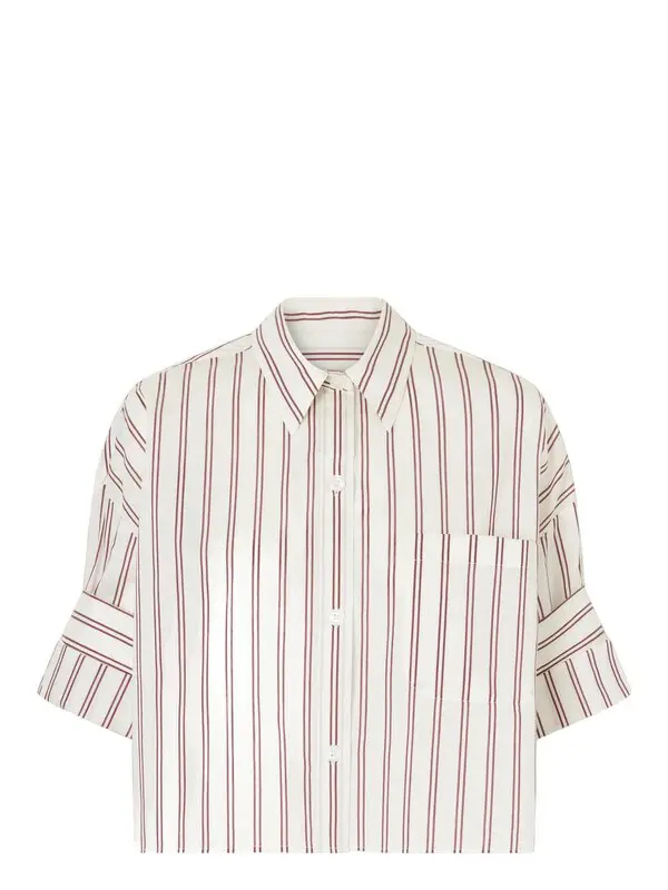 TWP Cropped Striped Cotton And Silk-blend Shirt - Multi