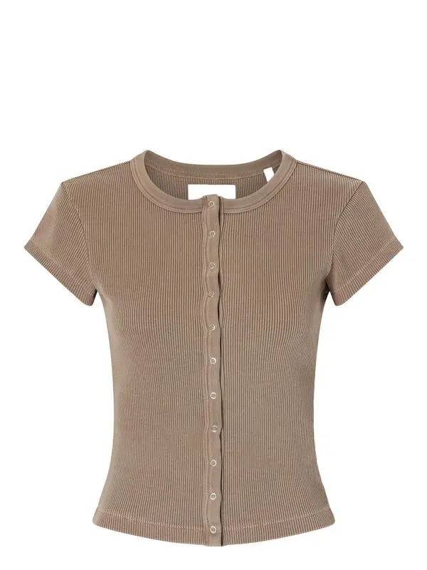 Citizens Of Humanity Ribbed Jersey Button-detailed Cardigan - Brown