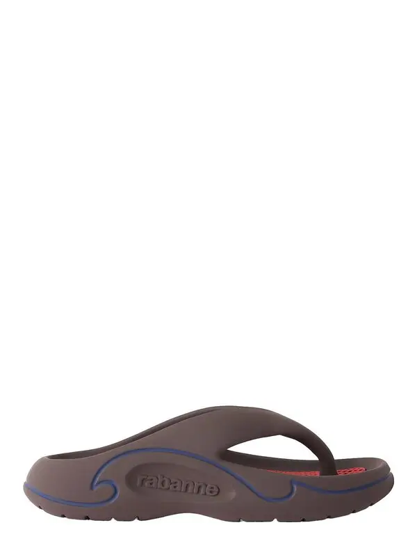Rabanne 3d Logo-embossed Thong Sandals - Brown