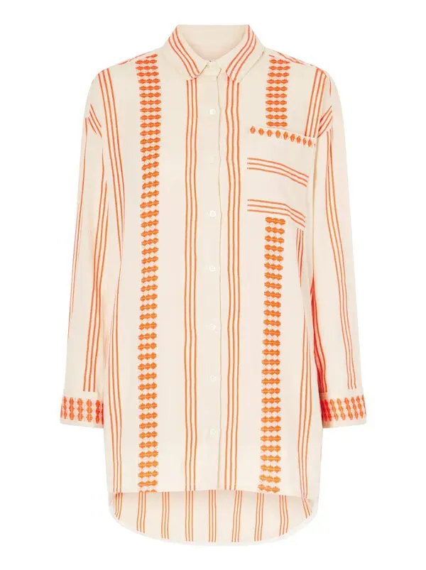 LEMLEM Mariam Asymmetrical Striped Cotton-blend Shirt - Orange