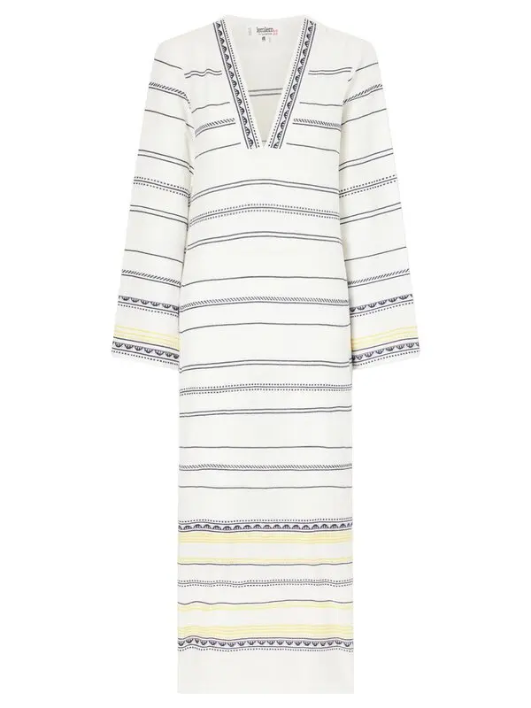 LEMLEM Theodora Striped Linen Maxi Dress - White