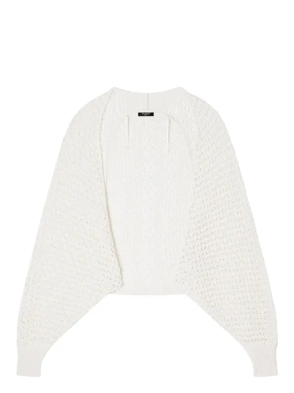 Balmain Batwing Crocheted Cardigan - Neutrals