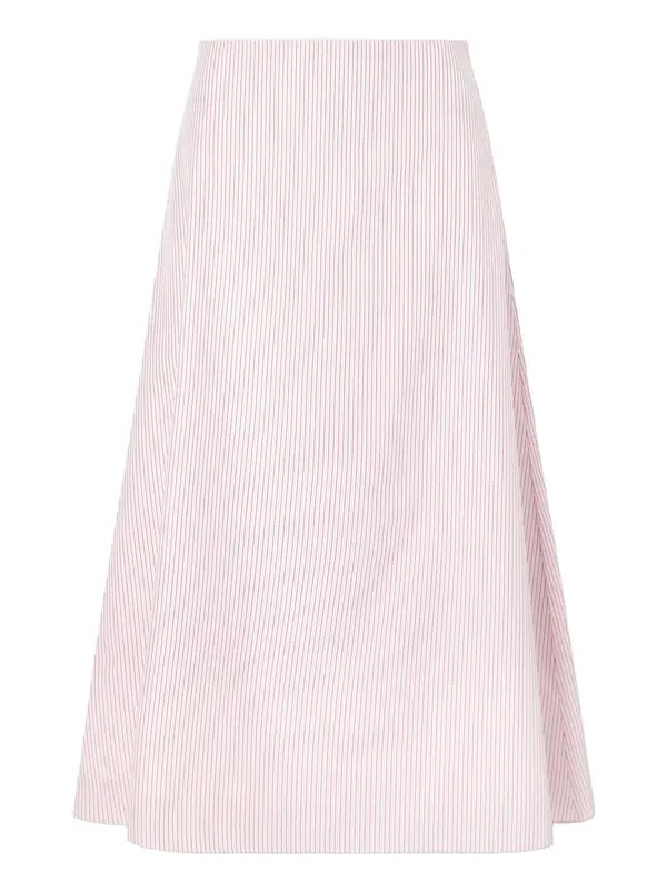 TWP A-line Striped Cotton Midi Skirt - Multi