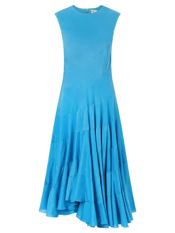 Tory Burch Flared Cotton And Silk-blend Voile Midi Dress - Blue
