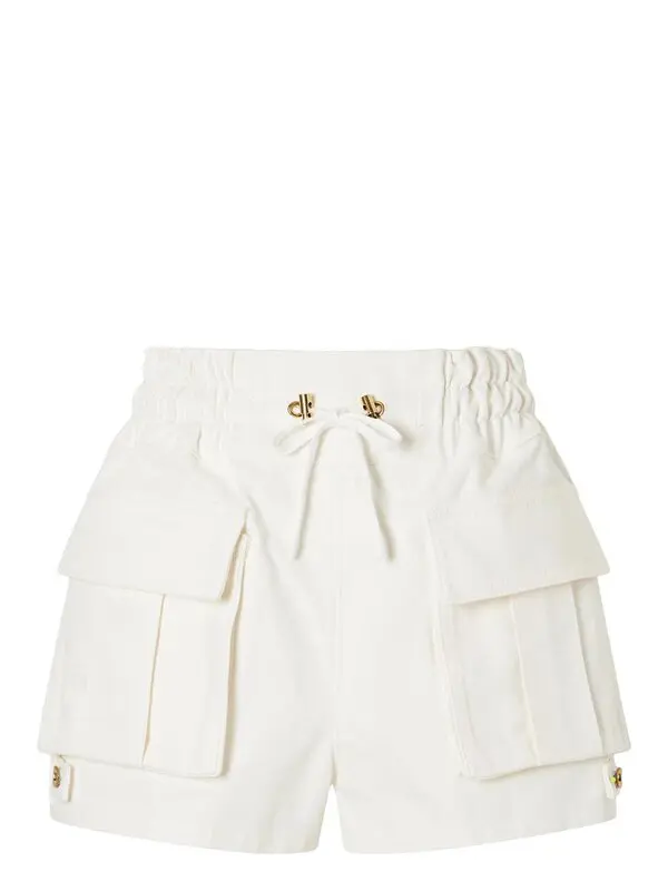 Balmain Denim Shorts With Flap Pockets - Neutrals