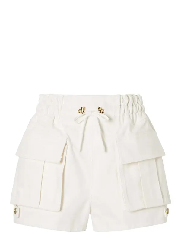 Balmain Denim Shorts With Flap Pockets - Off-white