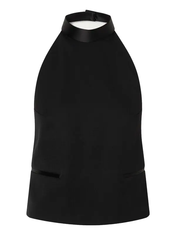 Alexander McQueen Halterneck Wool Tank - Black