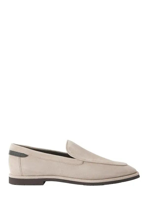 Brunello Cucinelli Embellished Suede Loafers - Brown