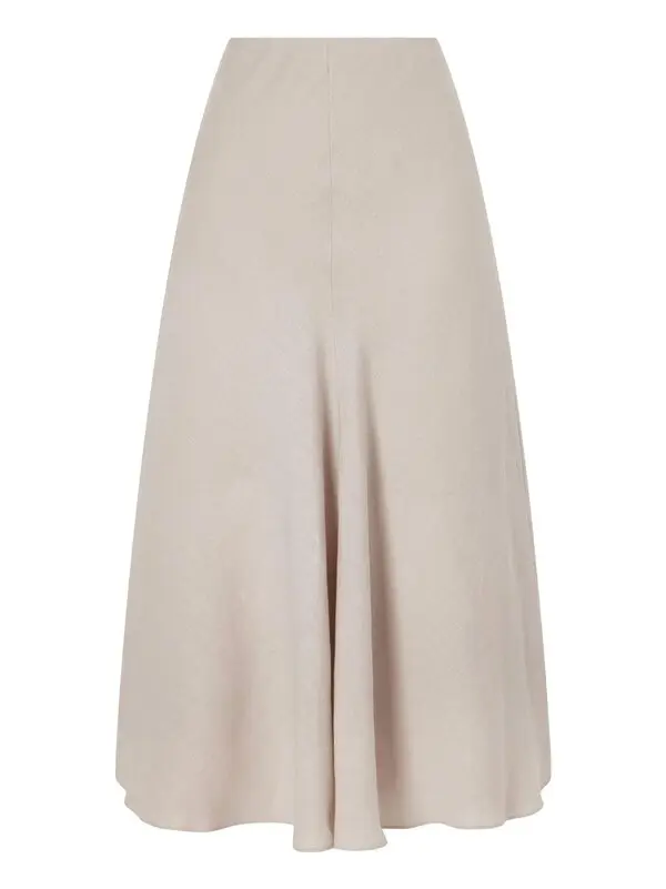 Brunello Cucinelli Linen Midi Skirt - Neutrals