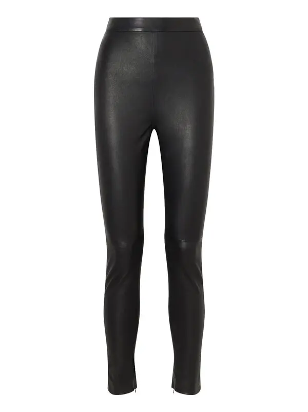 Balmain Leather Straight-leg Trousers - Black
