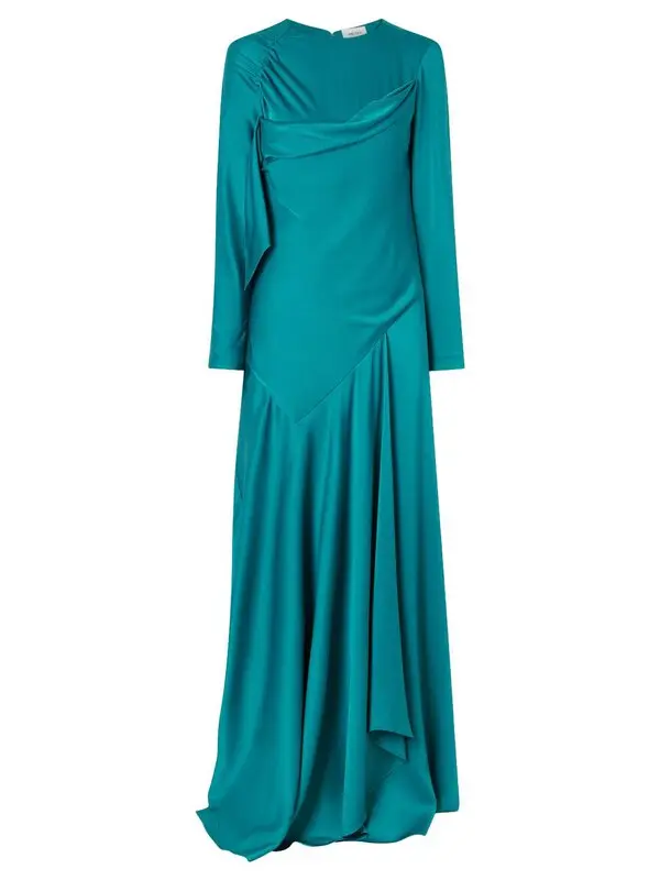 Alexander McQueen Draped Satin Gown - Blue