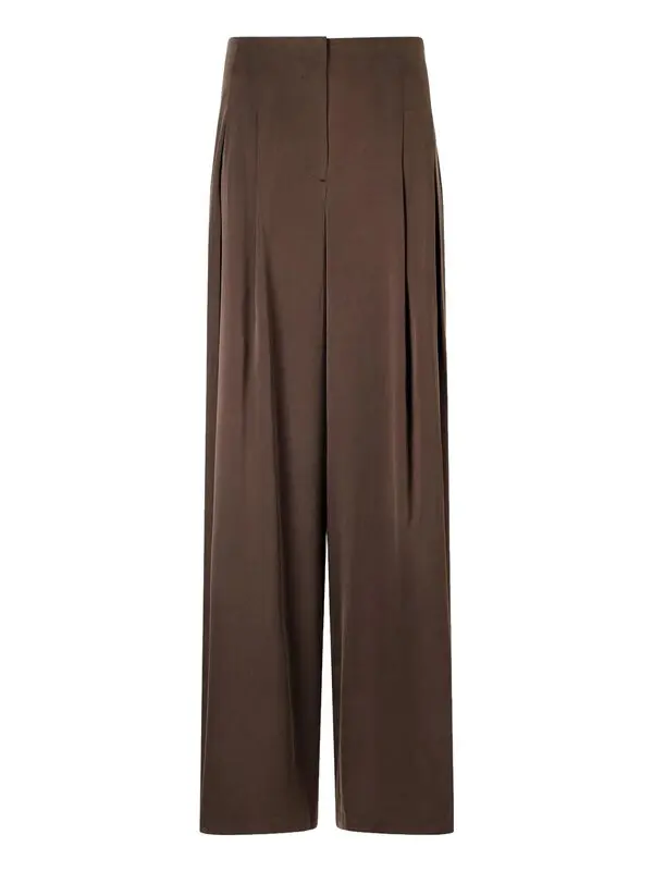 TWP Silk-blend Charmeuse Wide-leg Pants - Brown