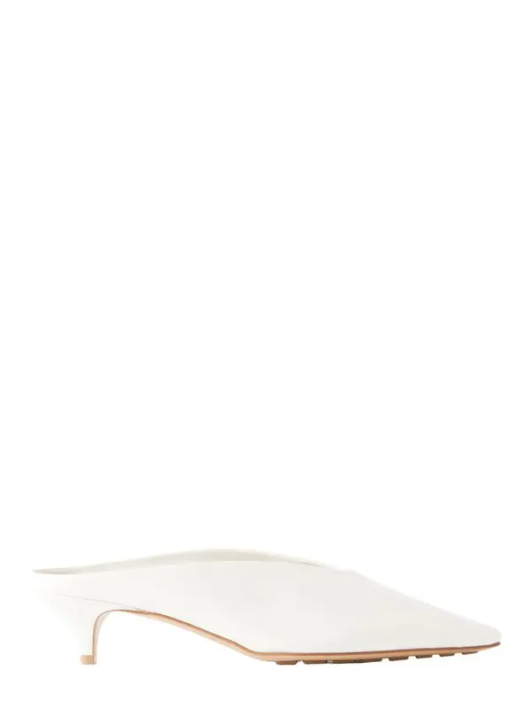 Bottega Veneta Vesta Leather Mules - White