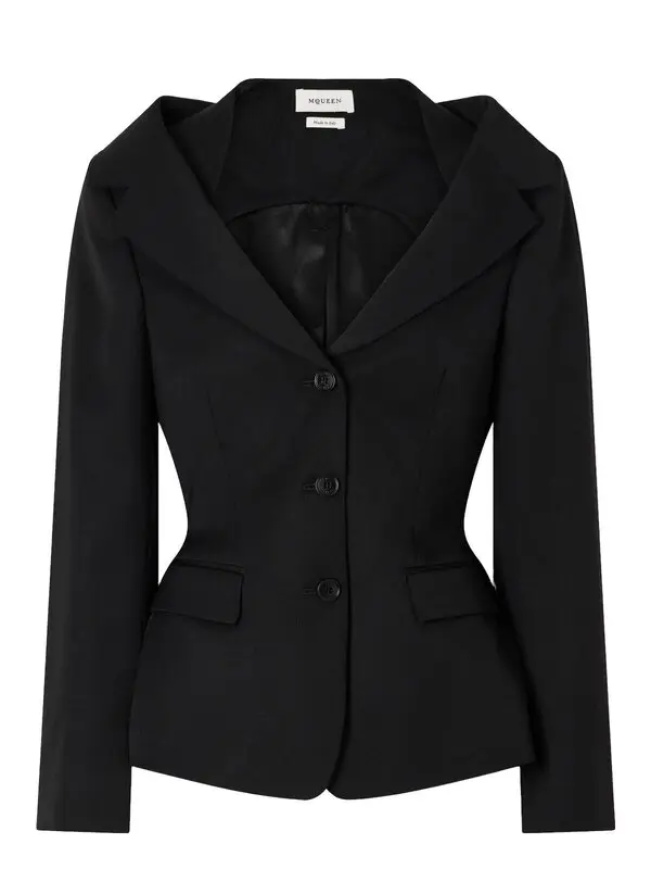 Alexander McQueen Halterneck Wool Blazer - Black