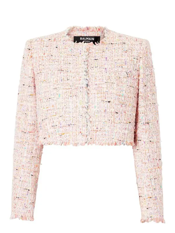 Balmain Cropped Tweed Jacket - Baby Pink