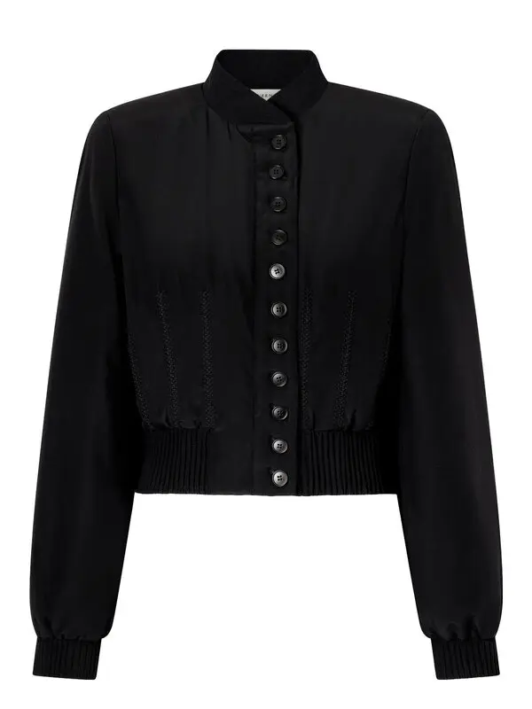 Alexander McQueen Embroidered Silk Crepe De Chine Bomber Jacket - Black