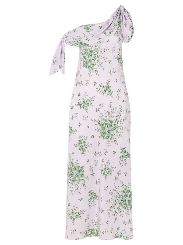 RODARTE Floral-print Silk-crepe One-shoulder Midi Dress - Pink