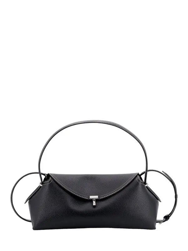 TOTEME T-lock Hammered Leather Shoulder Bag - Black