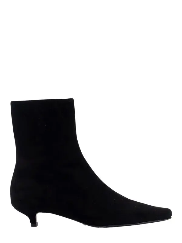 TOTEME Slim Suede Ankle Boots With Side Zip - Black