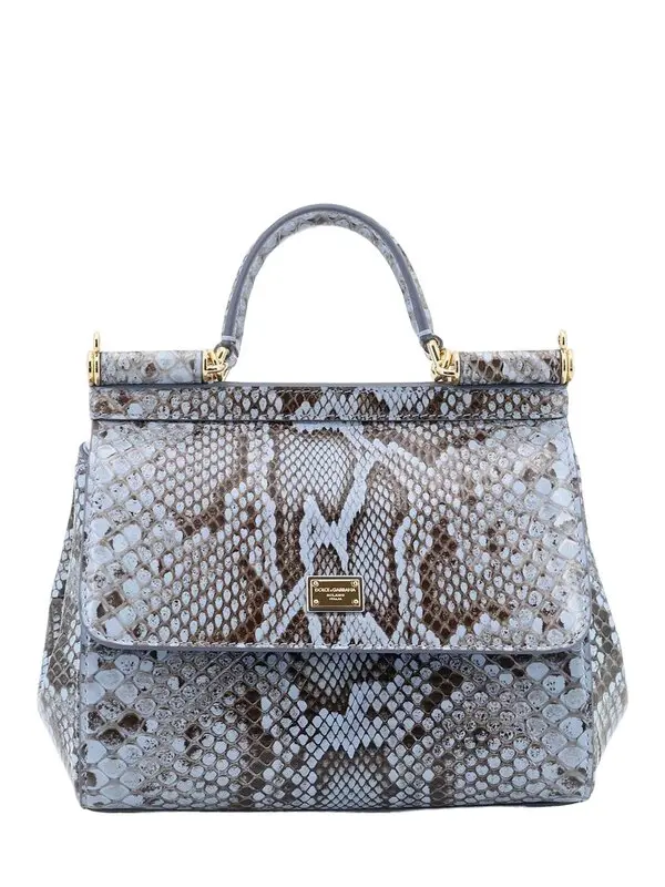 Dolce & Gabbana Sicily Python Top Handle Bag - Blue