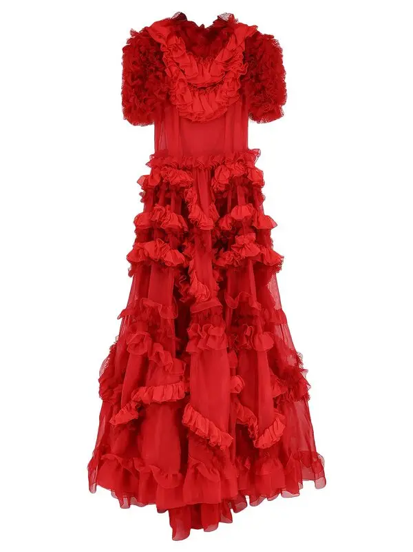 Dolce & Gabbana Long Dress With Flounces And Ruffles - Red