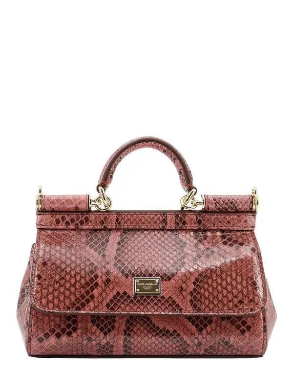 Dolce & Gabbana Sicily Shiny Python Mini Handbag - Pink