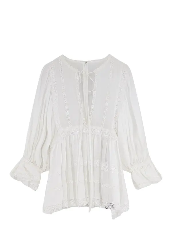 Dolce & Gabbana Cotton Shirt With Lace Details - White