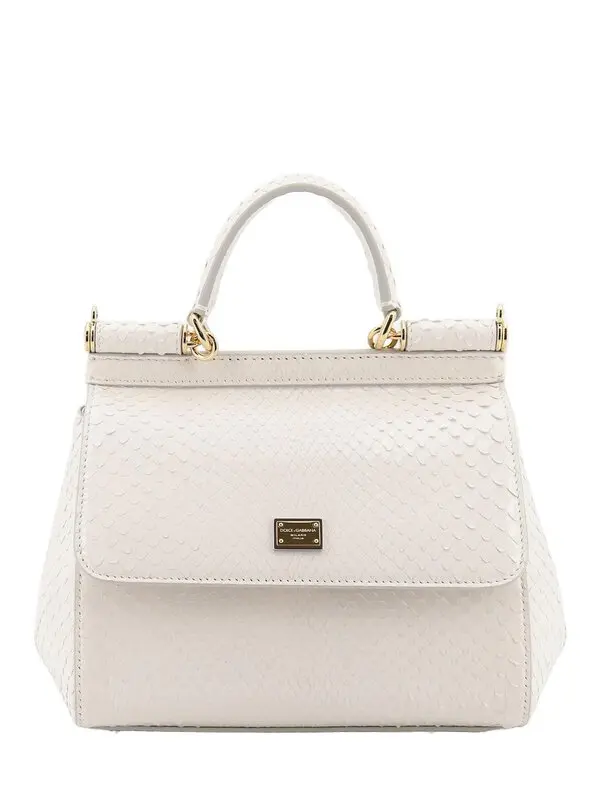 Dolce & Gabbana Sicily Python Handbag - White