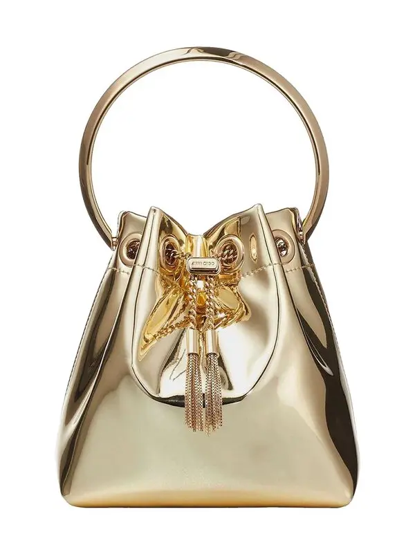 JIMMY CHOO Bon Bon Metallic Leather Bucket Bag - Gold
