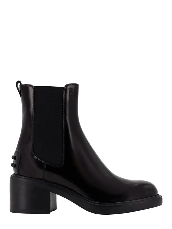 TOD'S Leather Ankle Boots With Iconic Rubber Studs - Black