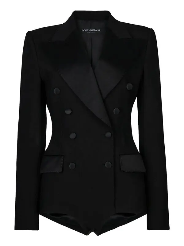 Dolce & Gabbana Virgin Wool Blend Tuxedo Blazer - Black