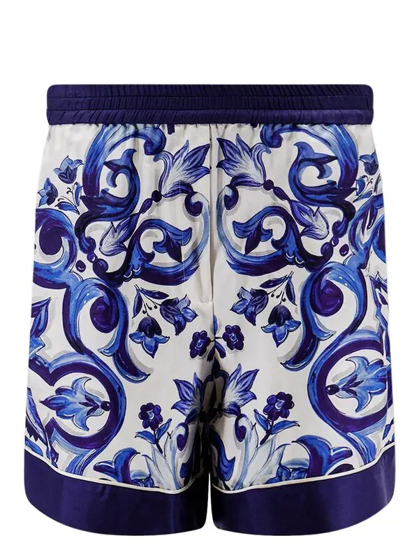 Dolce & Gabbana Silk Maiolica Print Shorts - Blue