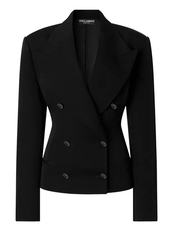 Dolce & Gabbana Double-breasted Virgin Wool Gabardine Blazer - Black