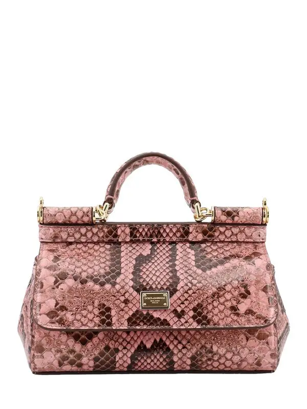 Dolce & Gabbana Sicily Python Top Handle Bag - Pink