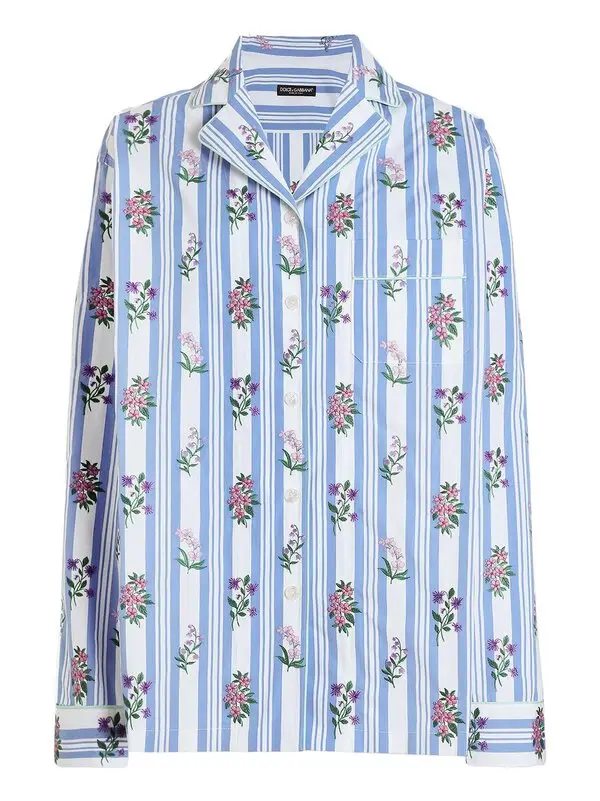 Dolce & Gabbana Cotton Poplin Embroidered Shirt - Blue