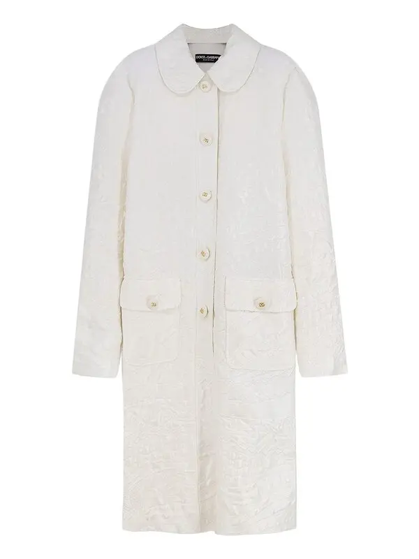 Dolce & Gabbana Brocade Coat With Dg Buttons - White