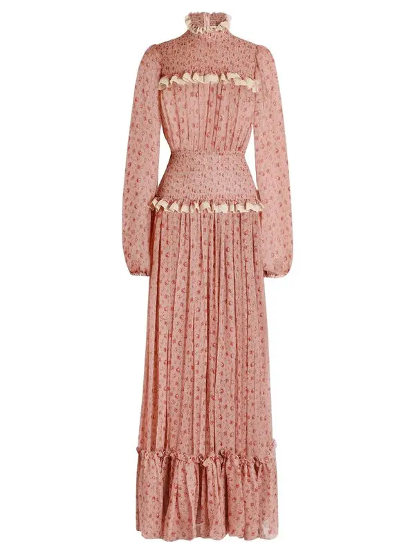Dolce & Gabbana Roselline Print Chiffon Maxi Dress - Pink