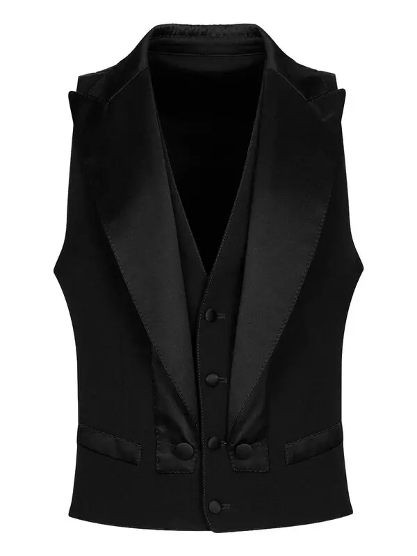 Dolce & Gabbana Single-breasted Peak Lapel Vest - Black