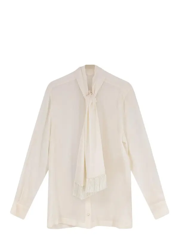 Dolce & Gabbana Silk Shirt With Tie Band Detail - Beige