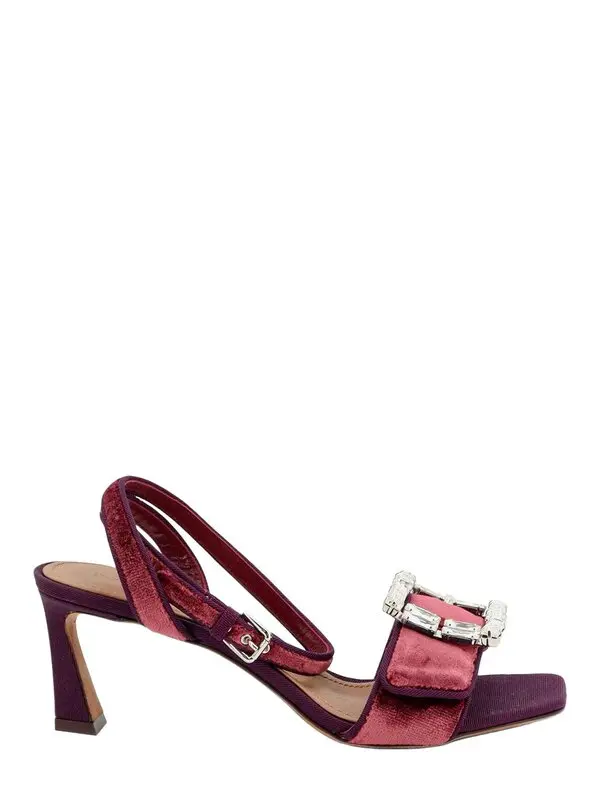 Dolce & Gabbana Embellished Velvet Slingback Sandals - Purple